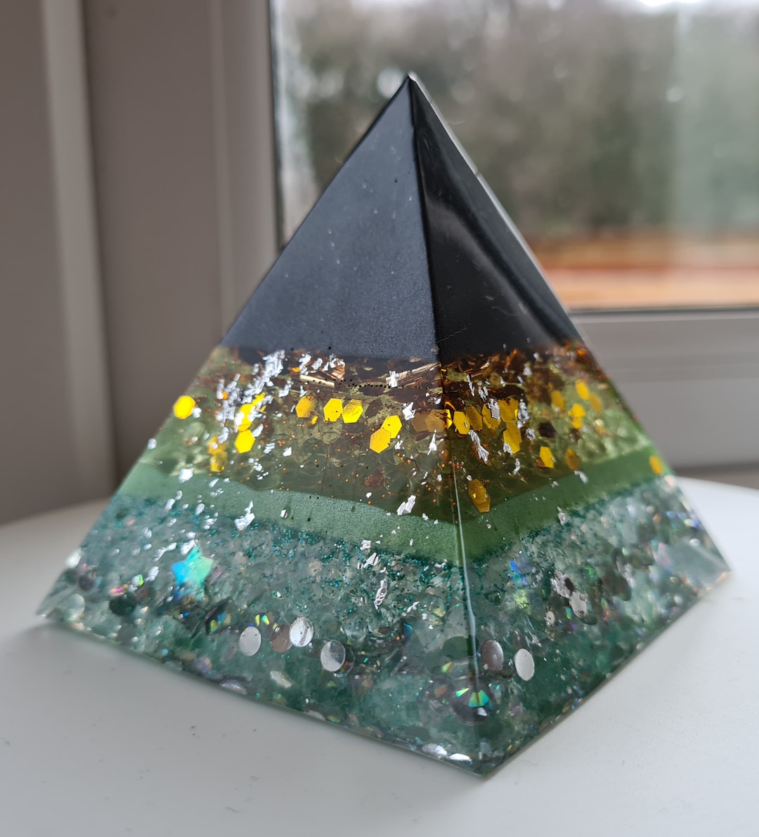 Resin Pyramid, Handmade, Beautiful Décor Piece, One Off, Paper Weight ...