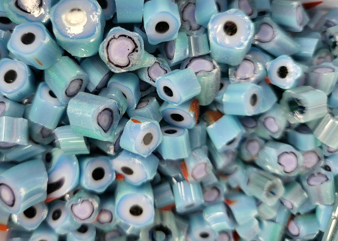 Blue Flower Vitrigraph Murrine Fused Glass Funky Bullseye Vitrigraph ...