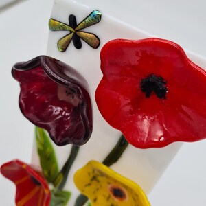 Fused Glass Poppy Meadow Field Bunch 3D Style Pane Large 15x30cm ...