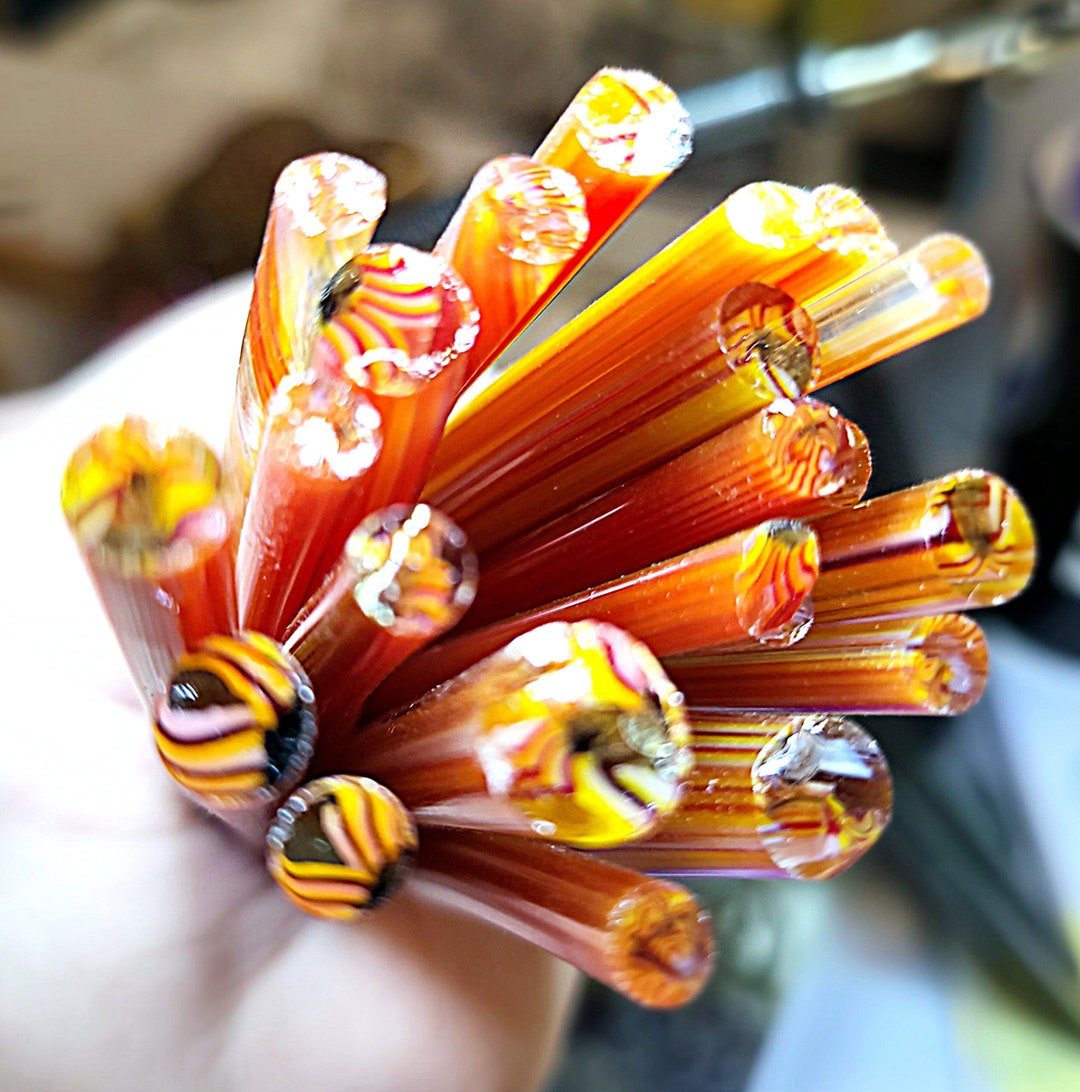 Murrini Cane 50 Grams Bugs Floral Mixed Fused Glass 90COE Multi Cornish ...