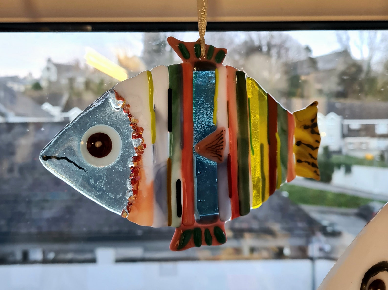 Fused Glass Fish Large Sun Catcher Cornish Gass 15cm to 20cm Beautiful ...