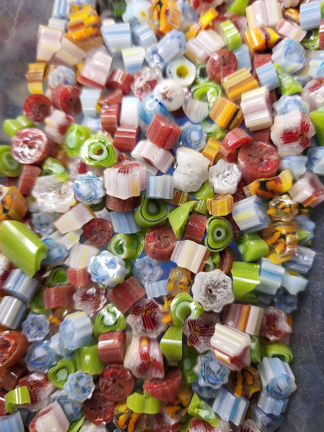 Mixed Bullseye Murrine Vitrigraph Slices 90COE Millefori 25 Grams Glass ...