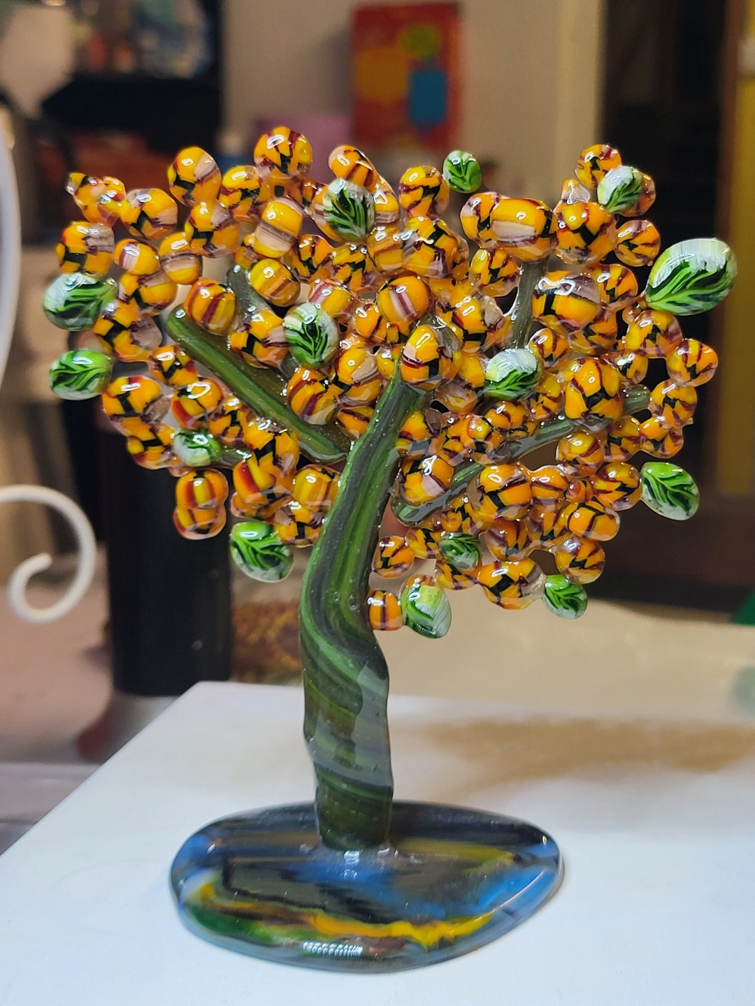 Tree Ornament Fused Glass Murrine Textured, Perfect Teacher Gift ...