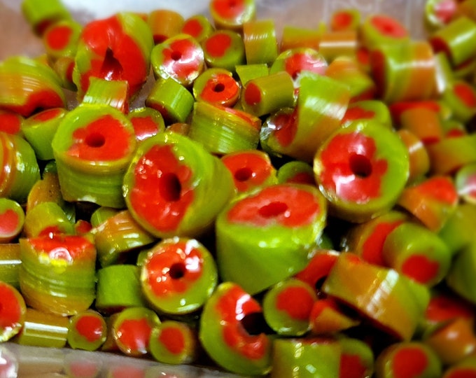 Red Green Bullseye Murrine Vitrigraph Flower Slices 90COE 25 - Etsy