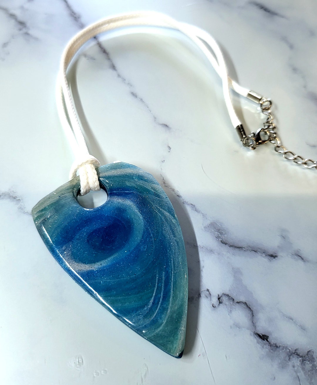 Polymer Clay Ocean Inspired Statement Pendant, Wide Dagger Style ...
