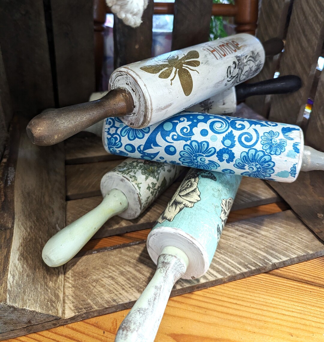 Modern Rustic Rolling Pin Faux Vintage Quotes Decoupage and Painted ...