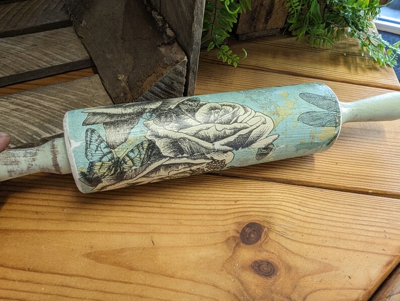 Modern Rustic Rolling Pin Faux Vintage Quotes Decoupage and Painted ...