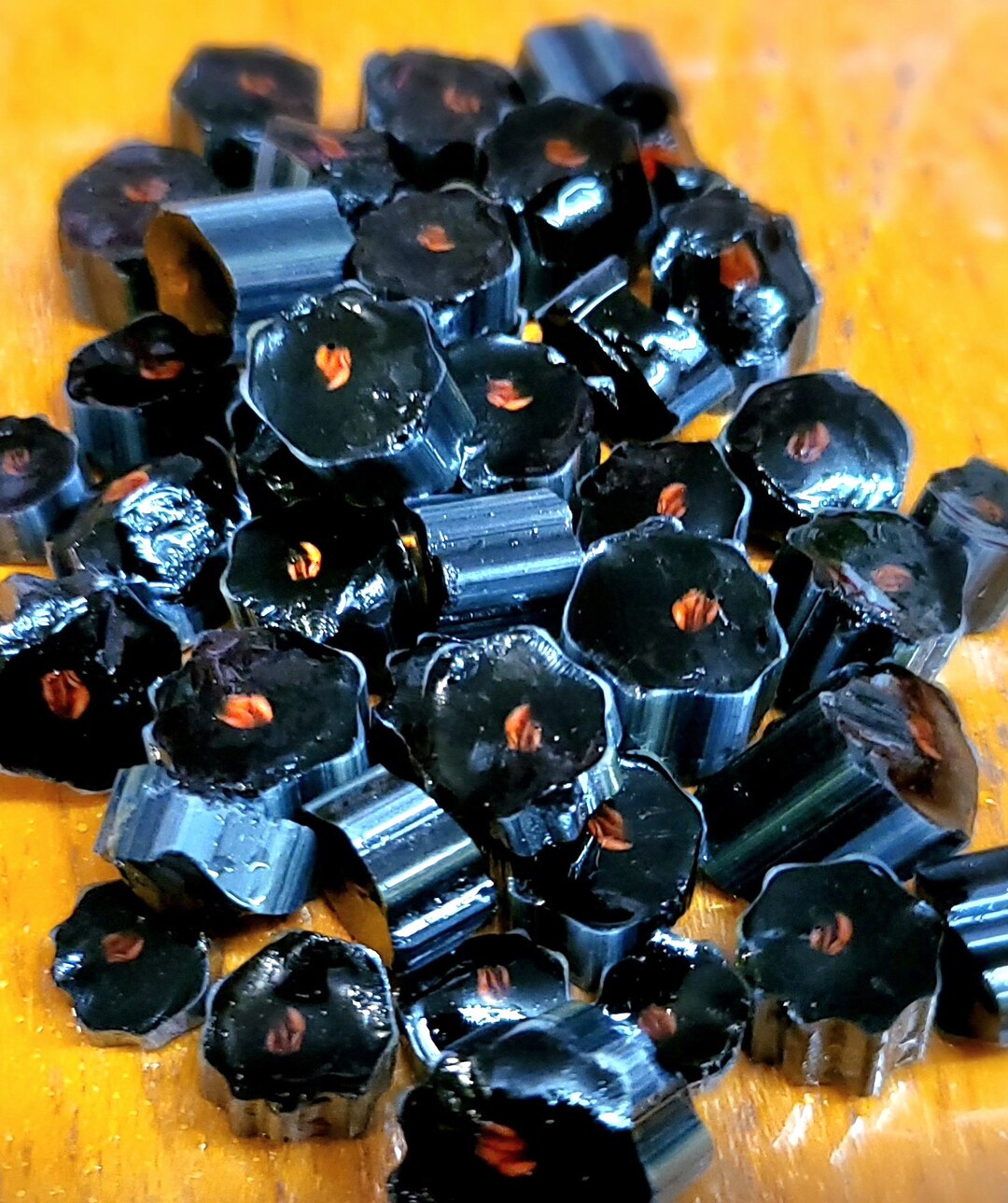 Black Bullseye Murrine Vitrigraph Flower Slices 90COE 25 Grams Glass ...
