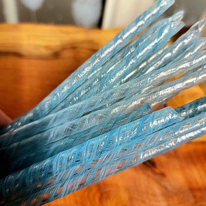 Vitrigraph Blue Hollow Twisted Cane, Multi Shades Mixed Twist Fused ...