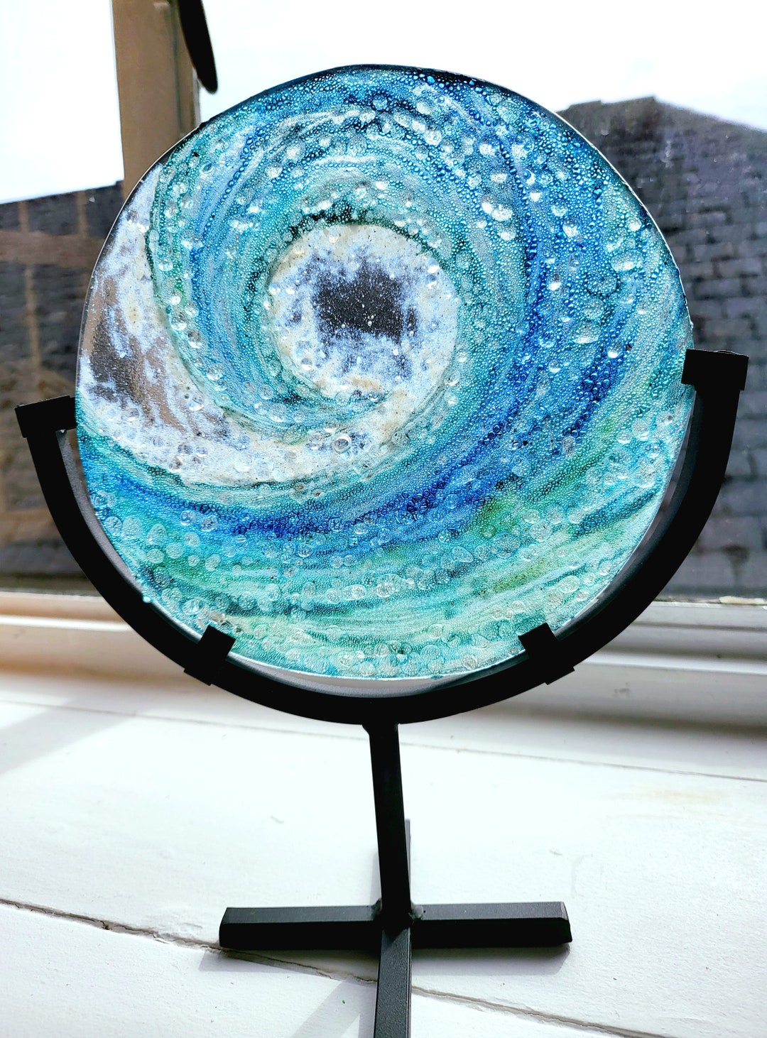 Fused Glass Wave Sea Wave Majestic Ocean Wave Cornish Glass Sun Catcher ...