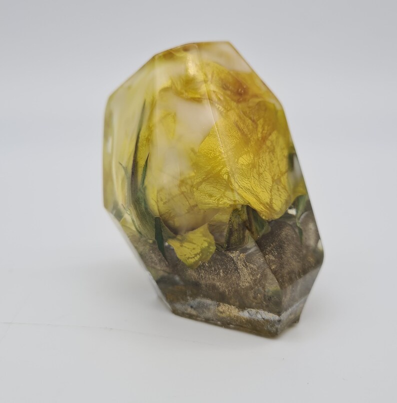 Real Yellow Rose in Crystal Shape Resin Encasing Paper Weight - Etsy UK