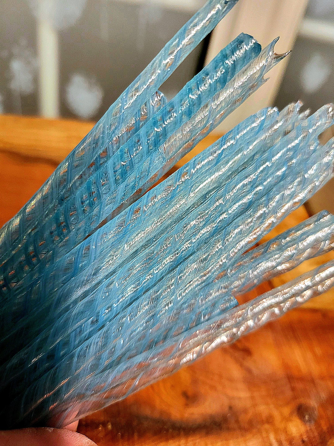 Vitrigraph Blue Hollow Twisted Cane, Multi Shades Mixed Twist Fused ...