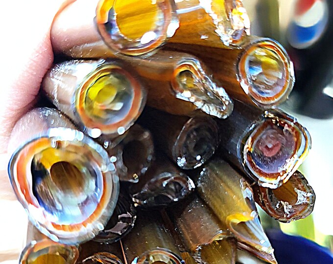 End of Pull Murrini Cane Designer Shades Various Mixed Fused Glass ...