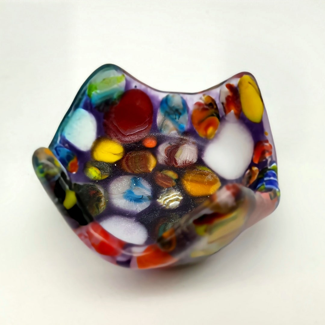 Fused Glass Abstract Designer Trinket Dish Tealight Holder, Handmade ...