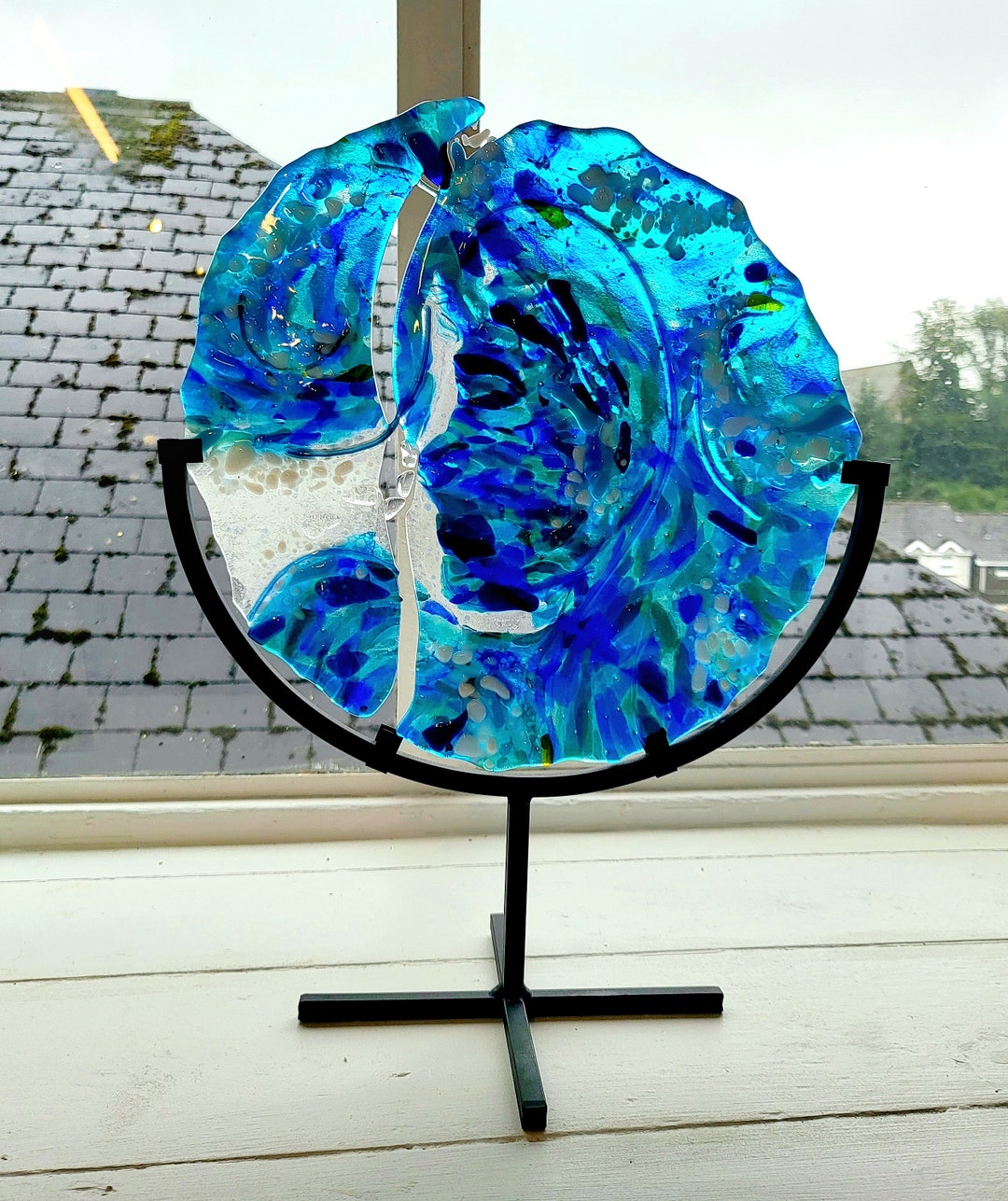Ocean Goddess Wave, Fused Glass Sea Woman Image Deep Thought, Cornish ...