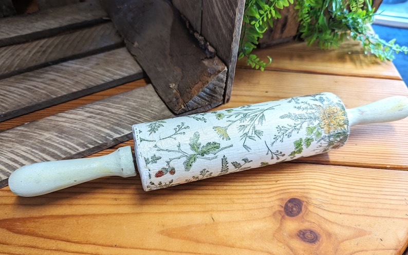 Modern Rustic Rolling Pin Faux Vintage Quotes Decoupage and Painted ...