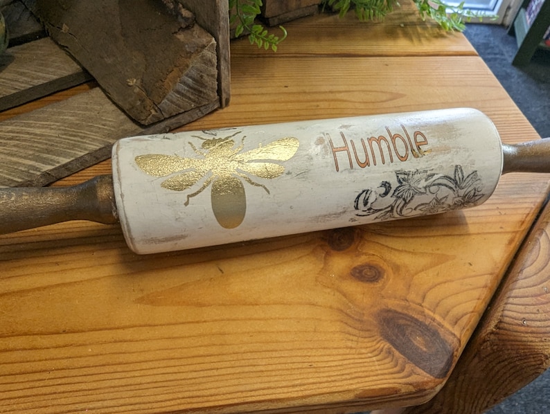 Modern Rustic Rolling Pin Faux Vintage Quotes Decoupage and Painted ...