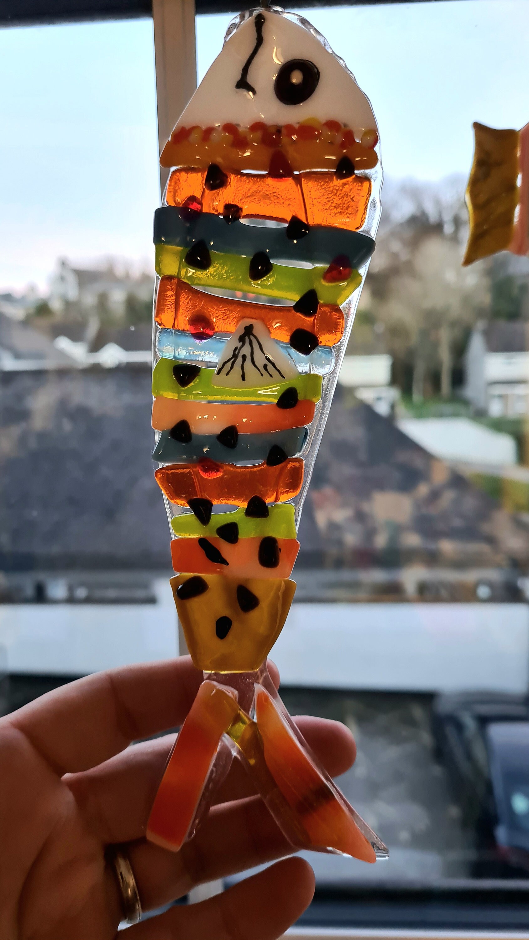 Fused Glass Fish Large Sun Catcher Cornish Gass 15cm to 20cm Beautiful ...