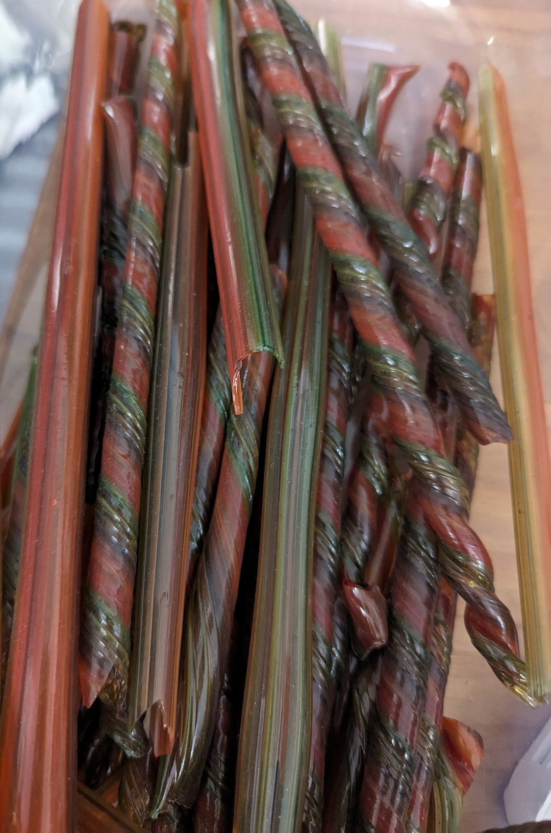 Hollow Cane Vitrigraph Cane Red Green Twisted and Straigh Fusing Glass ...