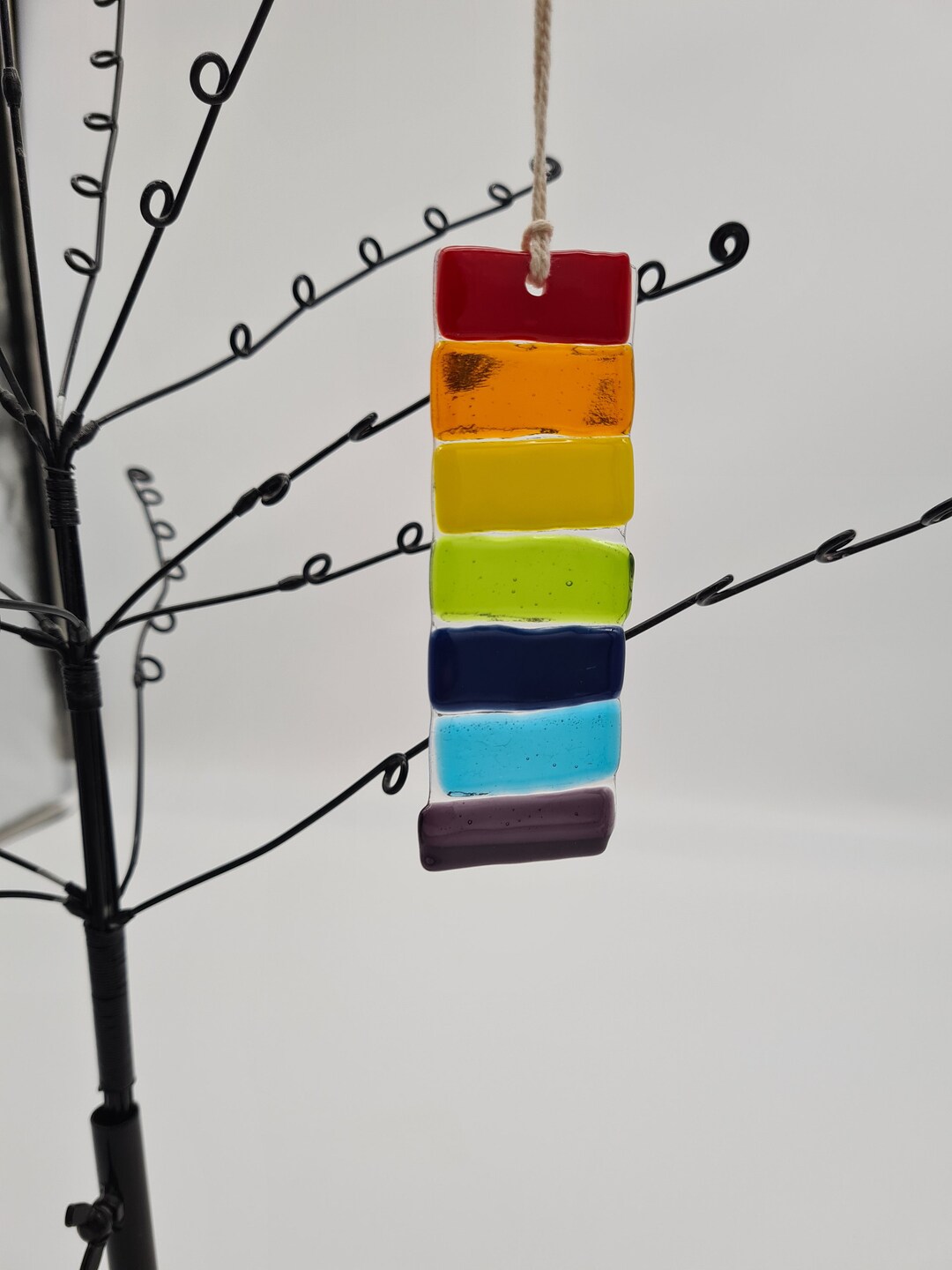 Rainbow Fused Glass Sun Catcher, Wish Stick, Handmade,beautiful Décor ...