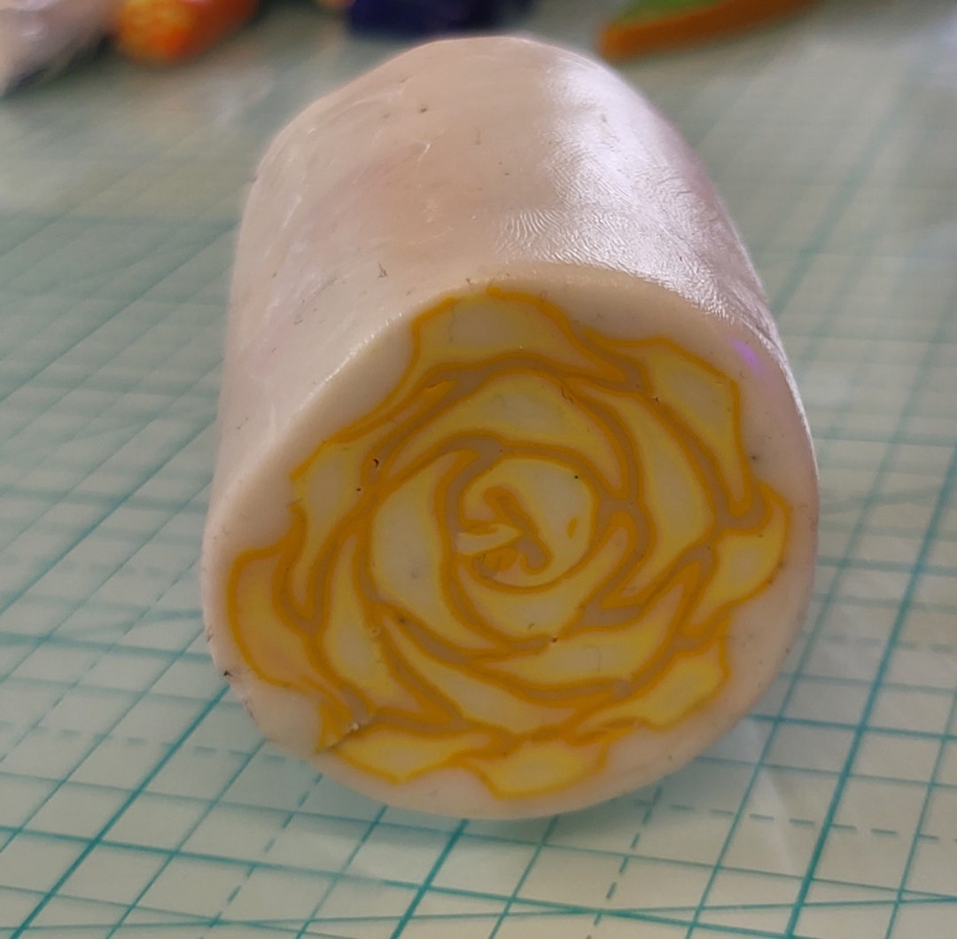 Polymer Clay Cane Rose Flower Cane Yellow Flower Raw Unbaked Cane ...