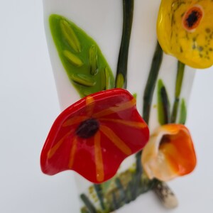 Fused Glass Poppy Meadow Field Bunch 3D Style Pane Large 15x30cm ...