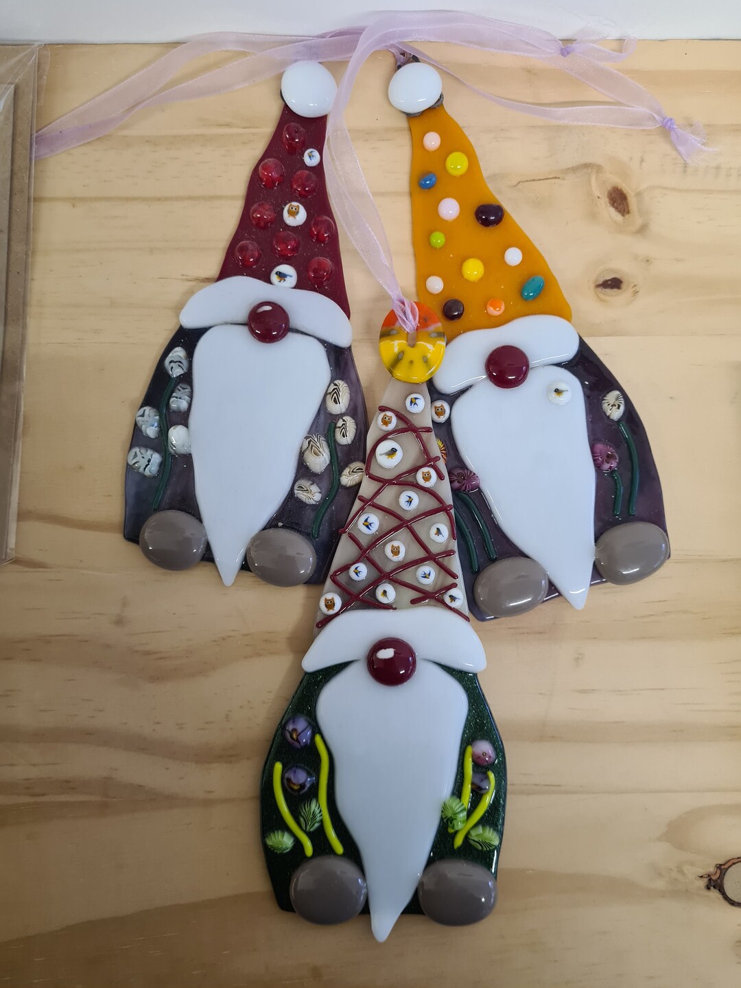 Hanging Gonk Gnome Fused Glass Ornament Hanging Christmas Tree ...