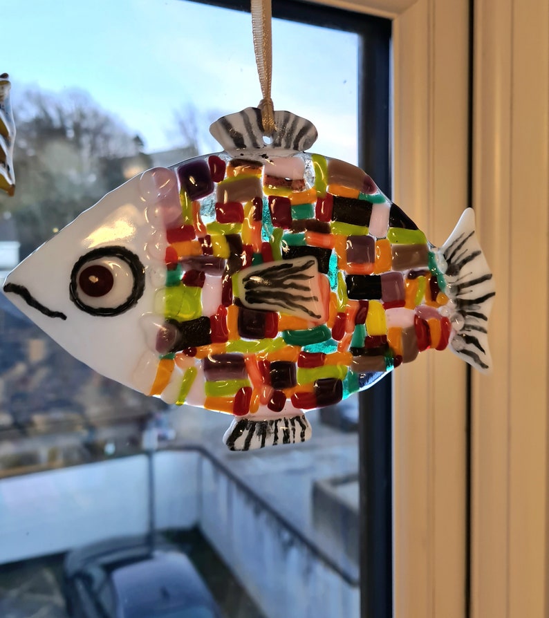 Fused Glass Fish Large Sun Catcher Cornish Gass 15cm to 20cm Beautiful ...