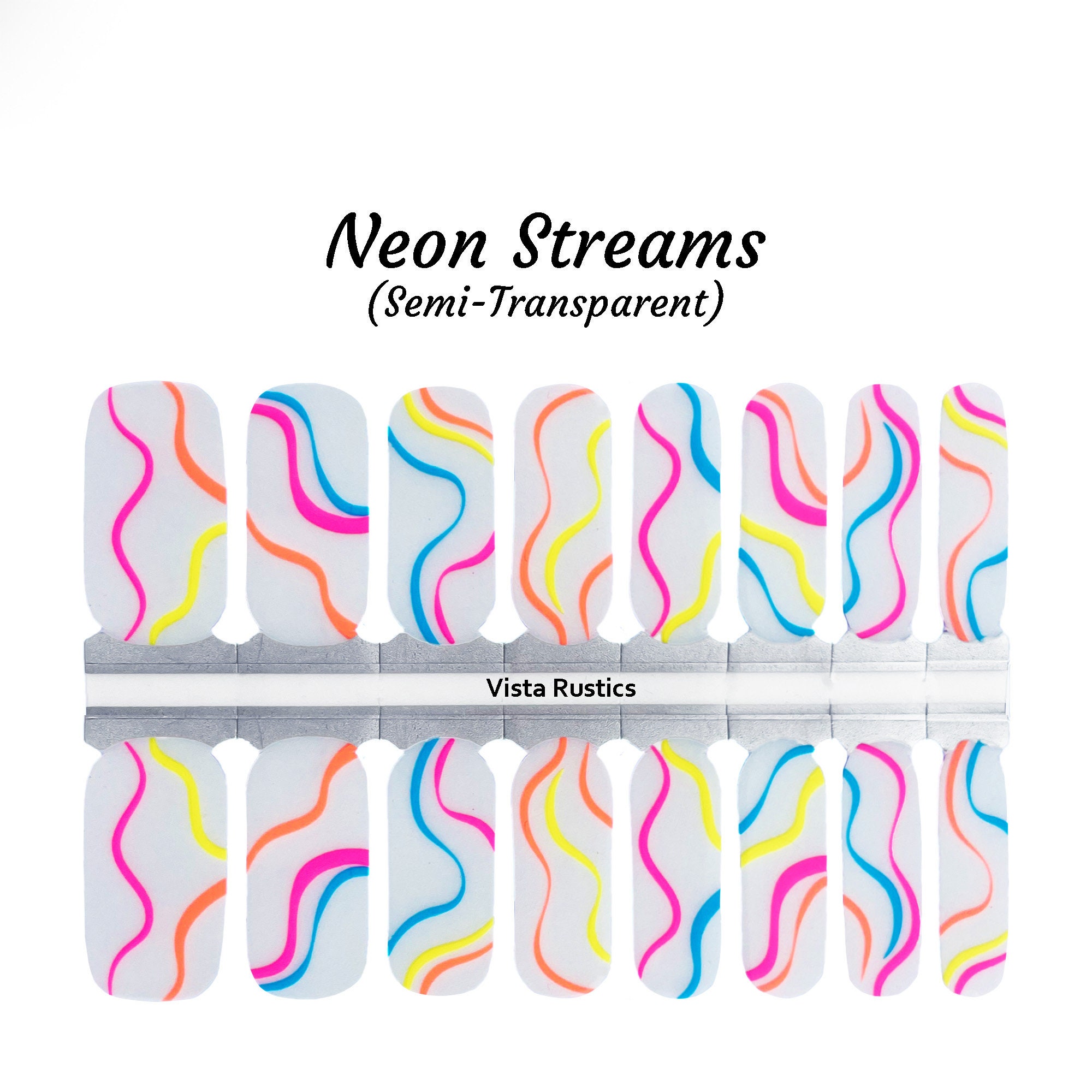 Neon Streams semi-transparent Nail Wraps / Neon Negative - Etsy
