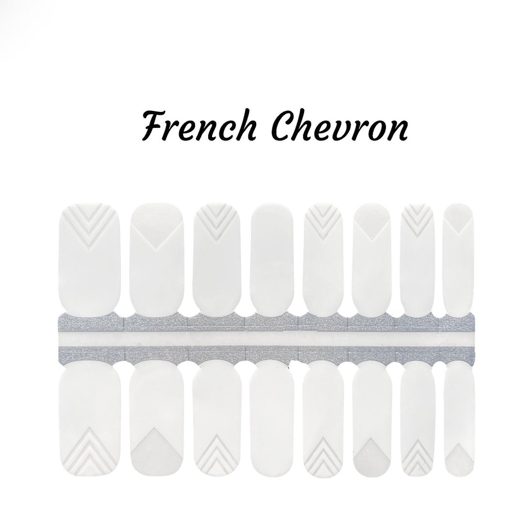 French Chevron Nail Wraps/ White and Clear Nails / French Manicure ...