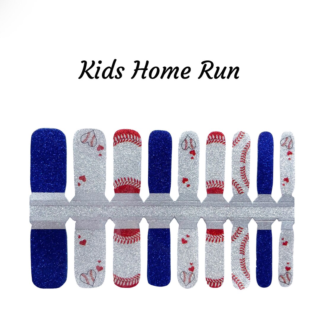 Kids Home Run Nail Wraps/ Red White and Blue Nails / Baseball Nail - Etsy