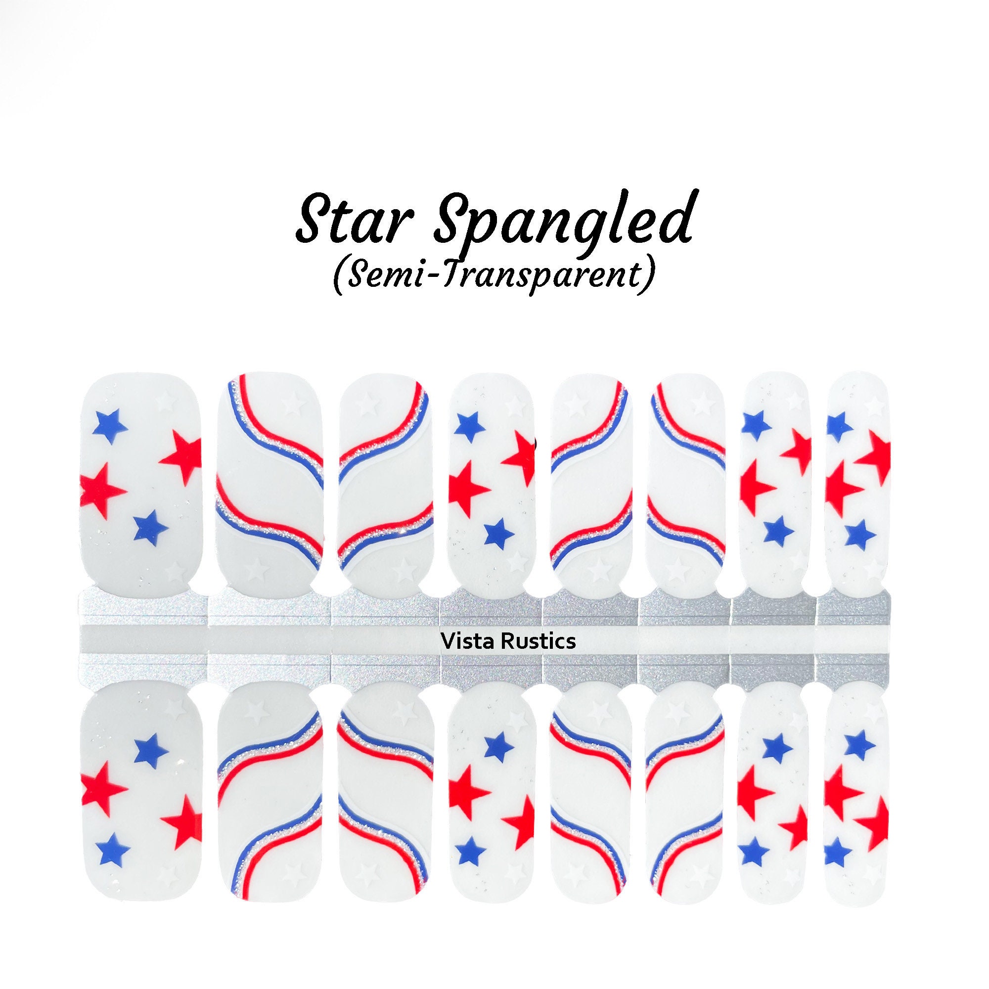 Star Spangled semi-transparent Nail Wraps/ Red White and - Etsy