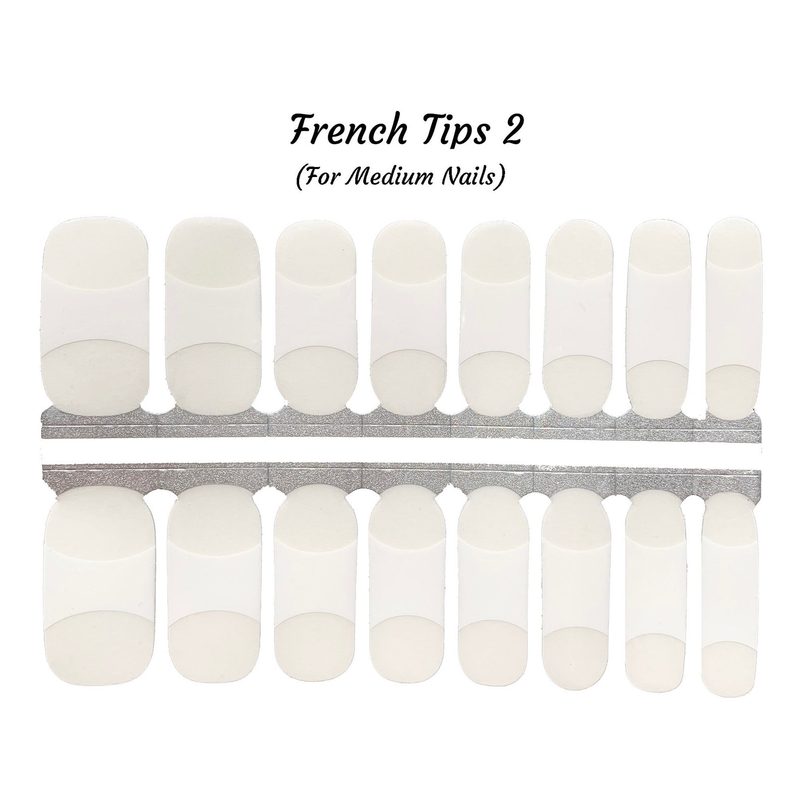 French Tips 2 (for Medium Nails) Nail Wraps/ White and Clear Nails ...
