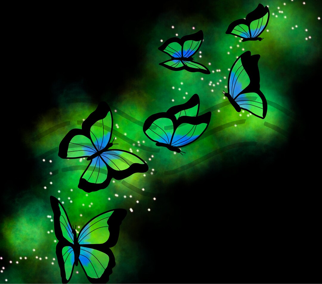 Green Butterfly Glow 20oz Sublimation PNG - Etsy