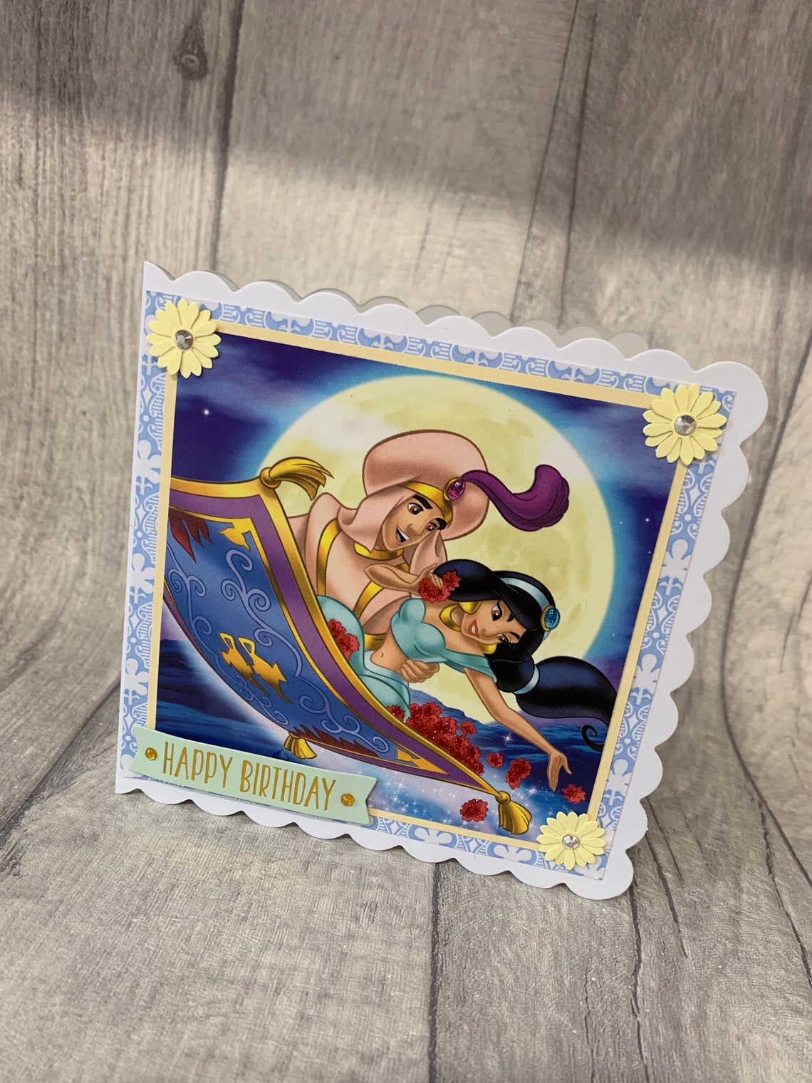 Disney Aladdin handmade Birthday card | Etsy