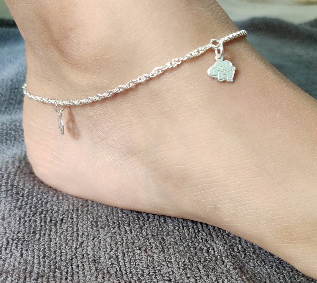 Ball and Twisted Sterling Silver Anklet,ankle Chain,silver Ankle ...