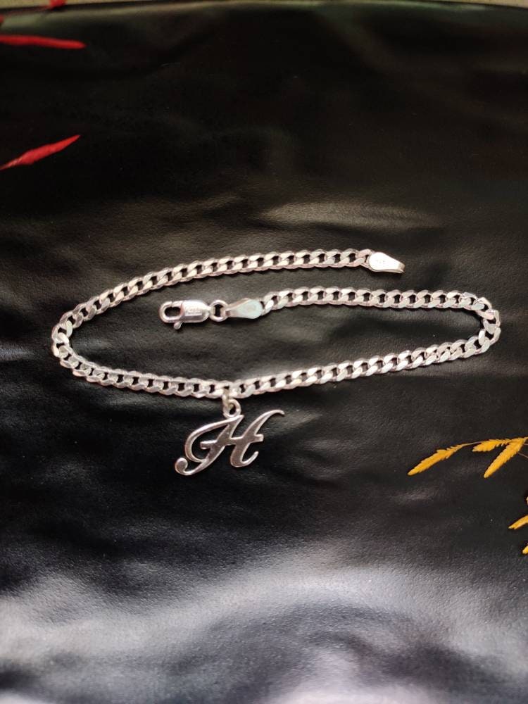 Sterling Silver Personalized Bracelet,silver Initial Bracelet,unisex ...