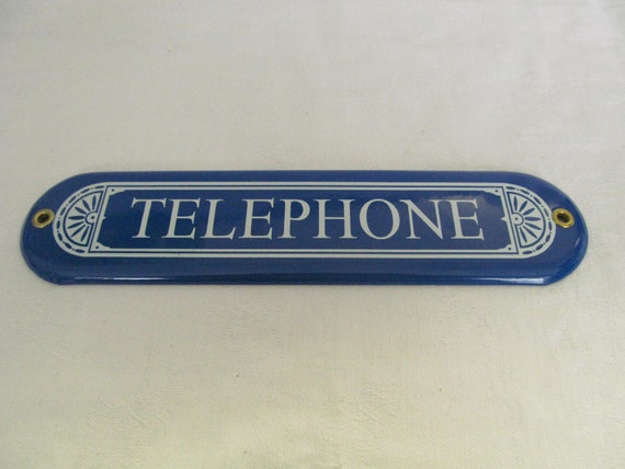Small Steel Blue Telephone Sign | Etsy
