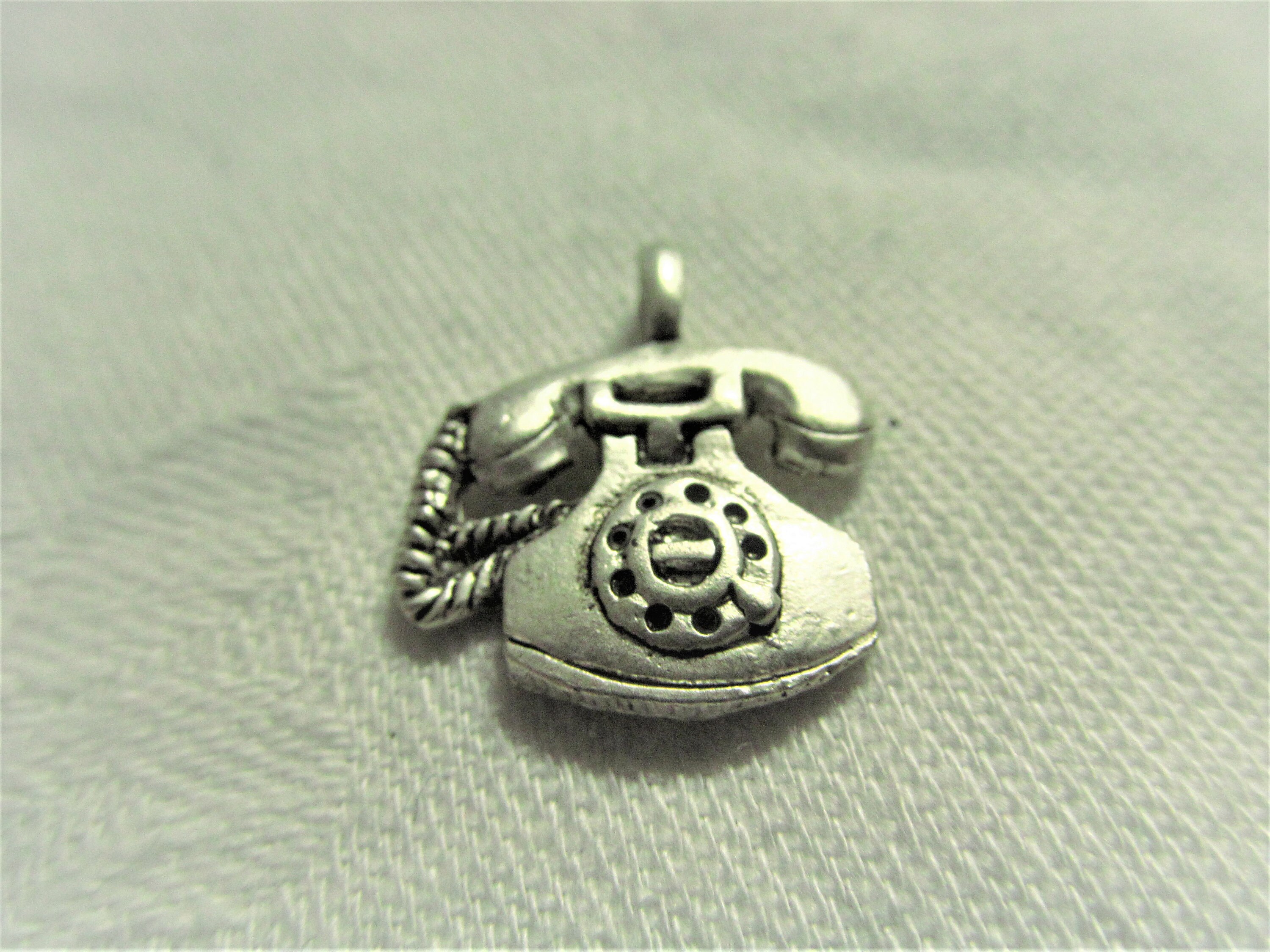 Silver Telephone Charm - Etsy