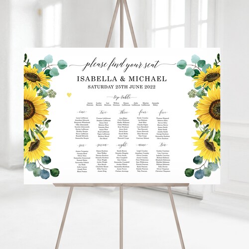 Printable Sunflower Wedding Table Numbers Rustic Sunflower | Etsy