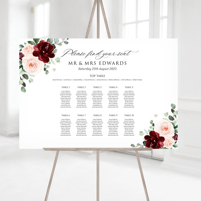 Wedding Table Plan Board - Etsy UK