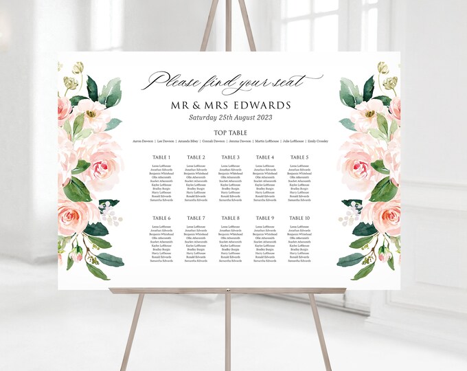 Vintage Style Wedding Table Plan Cards Pink Planner Seating - Etsy UK