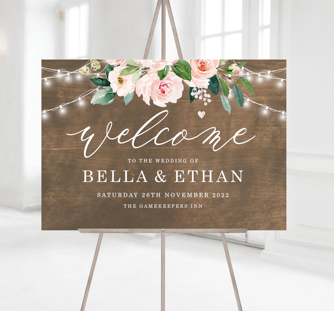 Blush & Kraft Welcome to Our Wedding Sign, Wedding Board, Dusky Pink ...