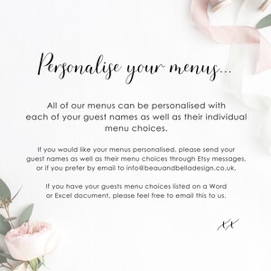 Dusky Lilac Wedding Breakfast Menu, Personalised Table Menu, Purple ...