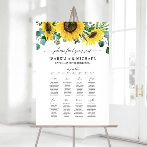Printable Sunflower Wedding Table Numbers Rustic Sunflower | Etsy