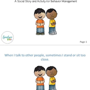 Personal Space Social Story for AUTISM, Behavior Management, Printable ...