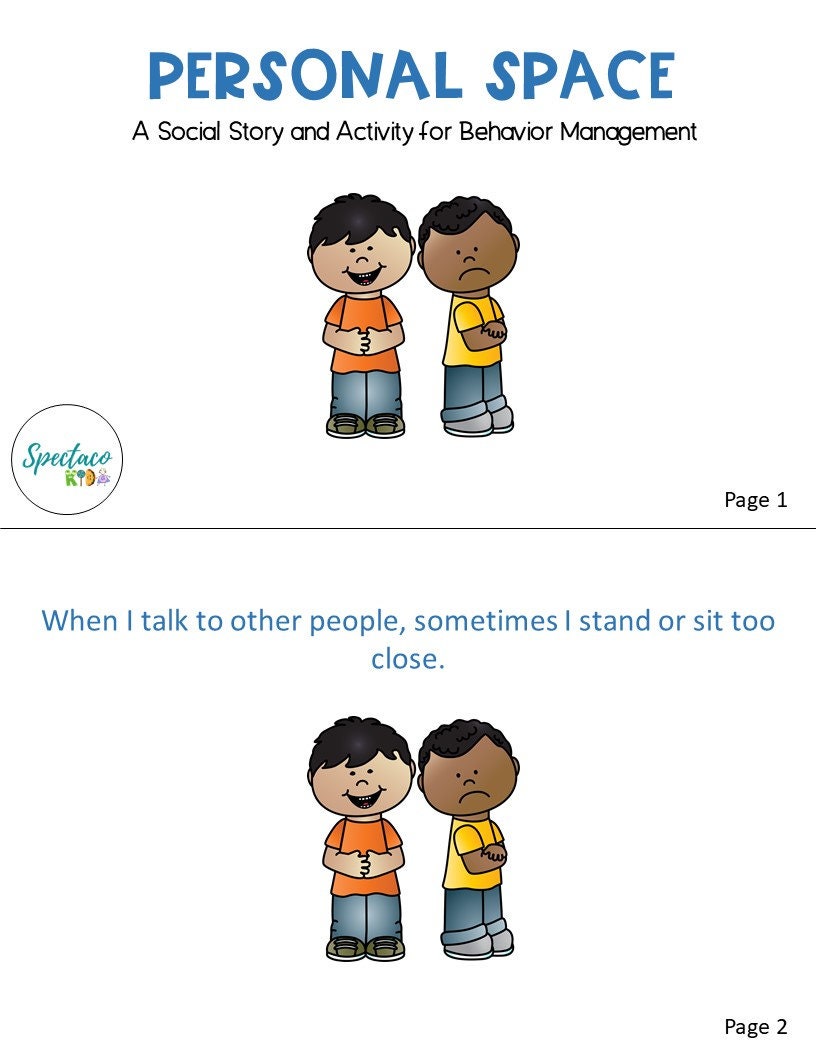 Personal Space Social Story for AUTISM, Behavior Management, Printable ...
