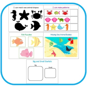 Sea Animal Busy Book | Toddler Learning Binder Worksheets (PDF Pattern ...