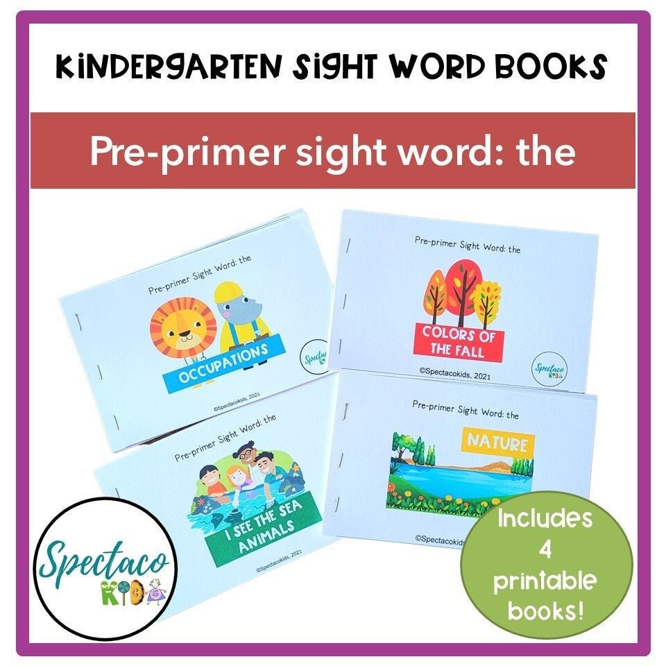 Pre-primer Sight Words Books, Printable Kindergarten Books, Homeschool ...