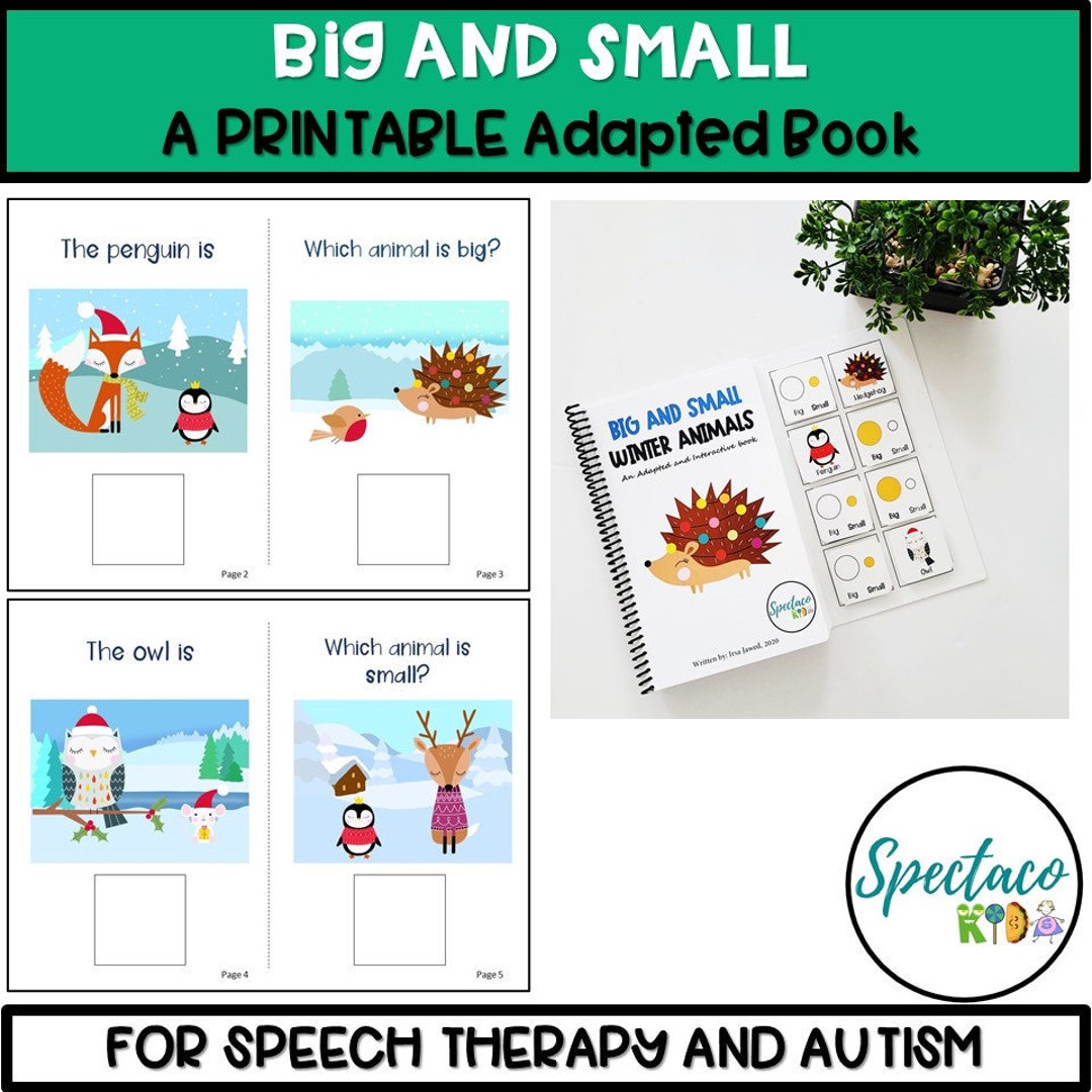 Winter Animals Big and Small Adapted Book, Speech Therapy (printable ...